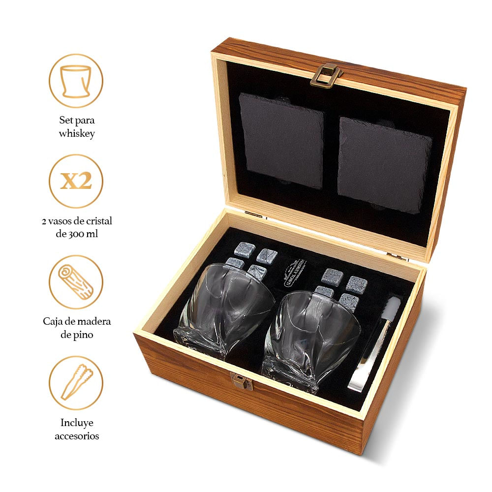 Set De Vasos Vintage Caja De Madera De Pino The Bar México