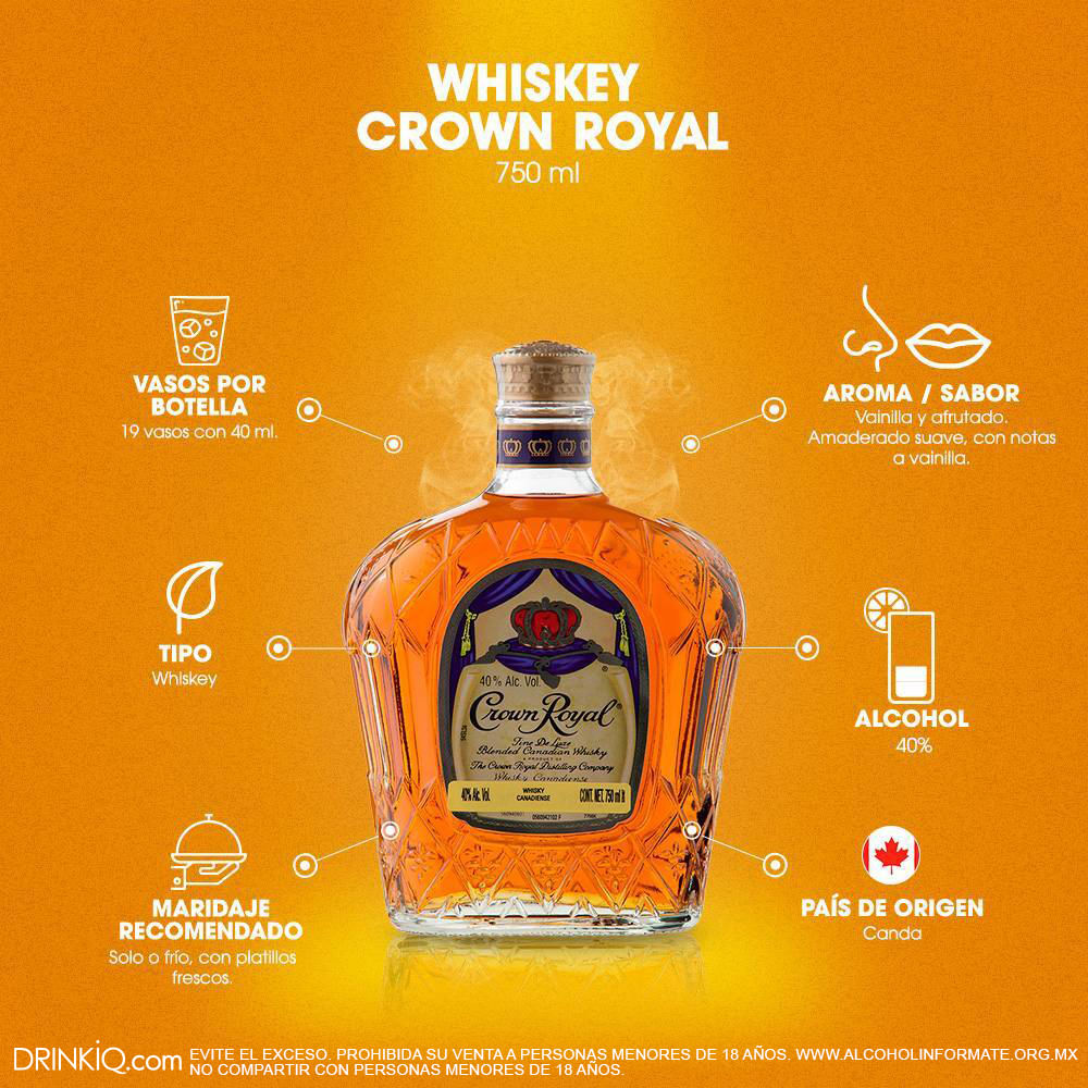 Crown Royal Whiskey 750ml a precio especial - The Bar México